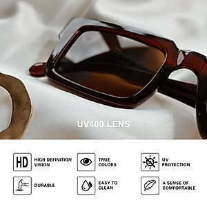 TIANYESY Minimalist Classic Design Fashion UV400 Sunglasses Square Sun Glasses Unisex TY2984 (Brown)