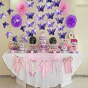 ADLKGG Butterfly Hanging Garland 3D Paper Bunting Banner Party Decorations Wedding Baby Shower Home Decor Purple 4 Pack, 110 inch