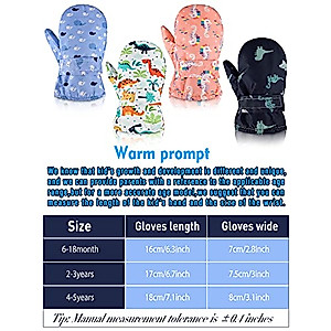 4 Pairs Kids Ski Mittens Gloves Waterproof Warm Snow Winter Mittens Gloves for Girls Boys Baby Toddlers Outdoor Activities (2-3T)