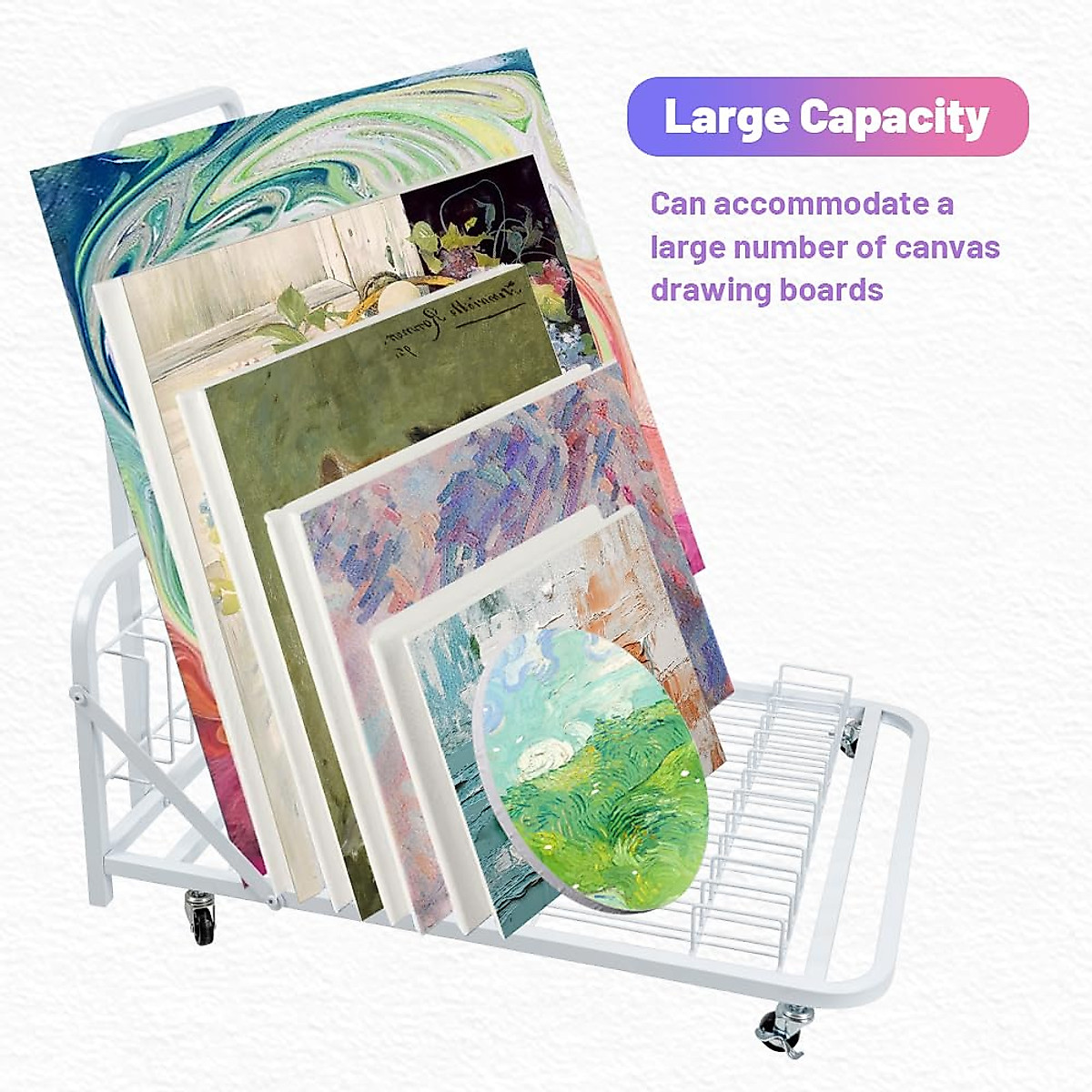 Yeeoy Art Canvas Storage Rack with Caster Wheels, Art Drying Rack Artwork Storage, Drawing Board Storage Rack for Canvas Boards, Frame, Panel, Printed Matter