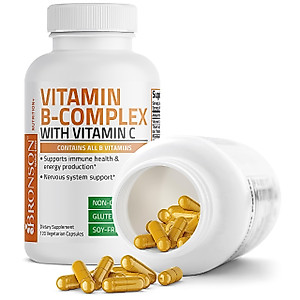 Bronson Vitamin B Complex with Vitamin C - Immune Health, Energy Support & Nervous System Support - Non-GMO, 120 Vegetarian Capsules