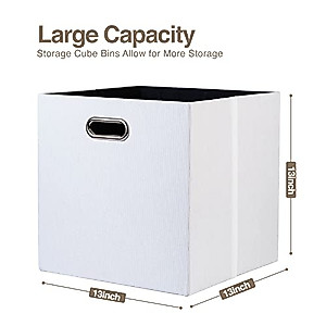 Jermichoc Storage Bins Cube Organizer 4 Pack, 13inch Foldable Square Storage Basket with Dual Metal Handles Decorative for Home Closet Shelf Cabinet Wardrobes (White)