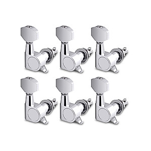 Holmer Sealed String Tuning Pegs Tuning Machines Grover Machine Heads Tuners Tuning Keys 6 In Line for Right Handed Acoustic Guitar or Electric Guitar Chrome.