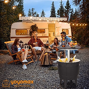 yoyomax Outdoor Cool, 10 Gallon Beer and Wine Furniture & Hot Tub Side Table, Beverage Cooler, Cocktail Bar for Patio, Pool, Party, Poolside, 10 Gallons, Black