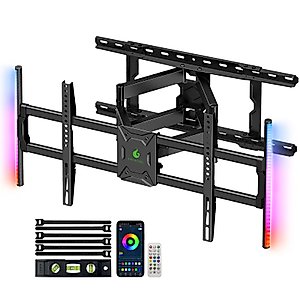 Greenstell TV Mount with LED Lights, TV Wall Mount for 47-84 Inch TVs, Full Motion TV Bracket with Dual Articulating Arms, Swivel, Tilt, Extension, Max VESA 600x400mm, Holds up to 132lbs