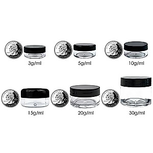 50 New Empty 5 Grams Acrylic Clear Round Jars - BPA Free Containers for Cosmetic, Lotion, Cream, Makeup, Bead, Eye shadow, Rhinestone, Samples, Pot, 5g/5ml (Clear Lid (50 Jars)