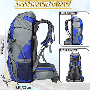 Taeku Hiking Backpack, 50L Waterproof Breathable Outdoor Daypack with Rain Cover for Climbing Camping Touring Trekking (Black)