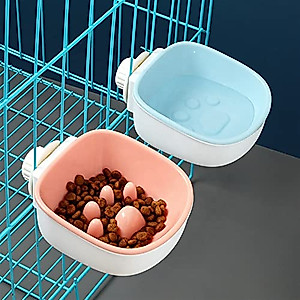 FUUIE Bowls for Food and Water Pet Bowl Hanging Dog Bowl Cat Bowl Designer Pet Hanging Bowl for Dog Cat Pet Water Food Slow Feeder for Cage Using Pet Supplies (Color : Blue)