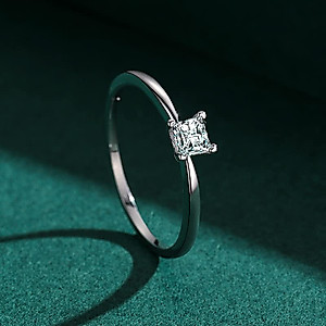 Cpallie 925 Sterling Silver Ring Round Engagement Ring Stackanle for Women Wedding Eternity Cubic Zirconia Ring Anniversary Birthday Christmas Gift for Her-JZ1514-8