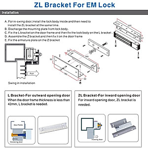 UHPPOTE 600Lb Holding Force Electric Magnetic Lock Including ZL Mount Bracket for Inswinging Door