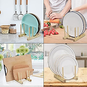 ChengFu Bamboo Wooden Baby Plate Holder, Baby Plate Rack, Baby Plate Stand, Baby Plate Organizers, Kitchen Cabinet Organizer for Dish, Baby Plate, Bowl, Cup Pot, Lid, Book