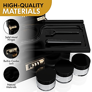 HASHBOX Storage Box - Large Bamboo Box with Rolling Tray and Combination Lock - Wooden Box for Herbs and Accessories