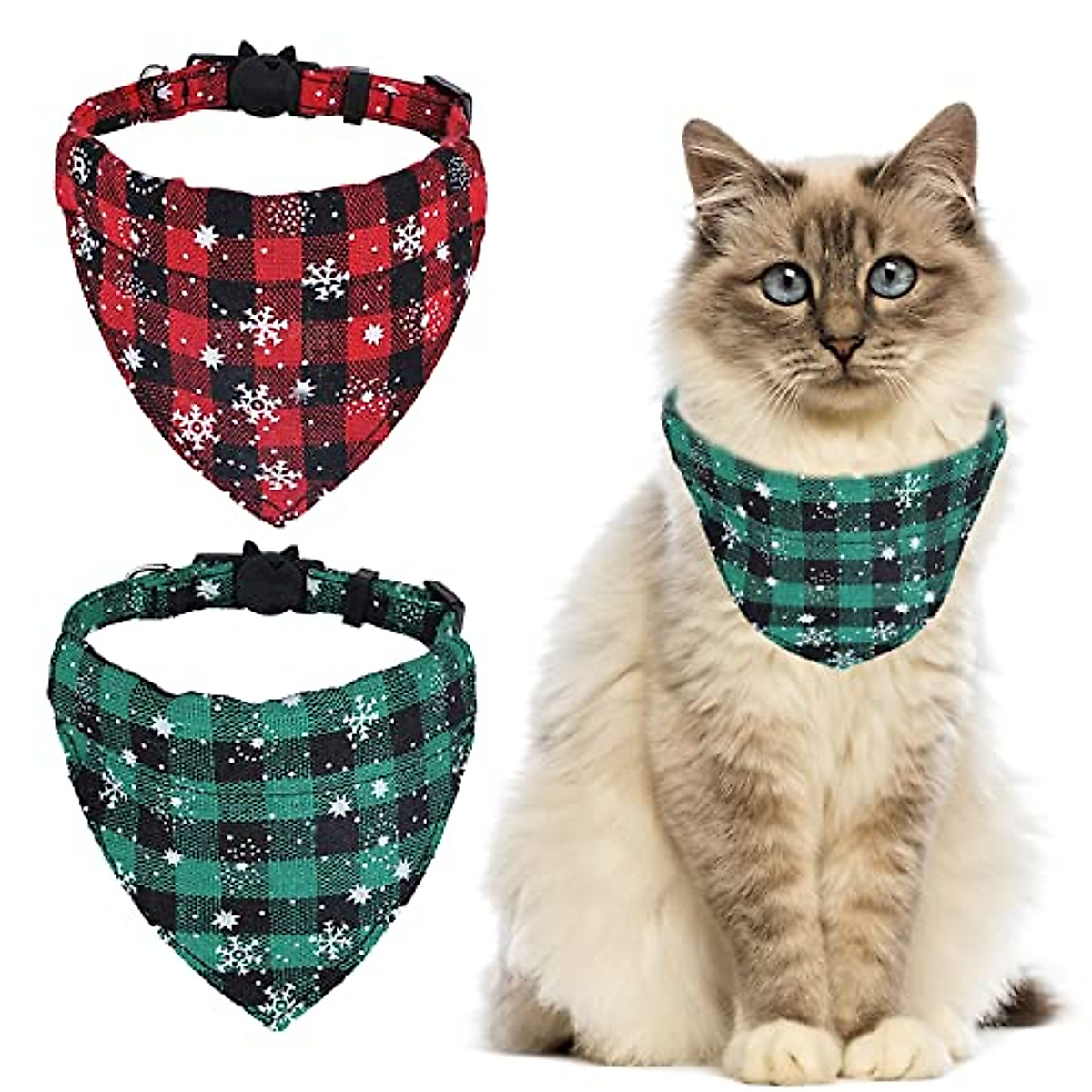 Christmas Dog Bandanas 3 Pack, Elk and Santa Bandana, Reversible Triangle Scarves for Dogs Cats Pets, Premium Durable Fabric, Adjustable Fit