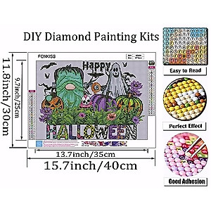 Diamond Art Painting Kits for Adults, Halloween Gnome DIY Diamond Dots Paintings Full Drill Paint with Diamonds , Round Diamonds Crystal Rhinestone Gem Art Painting Picture Kit for Beginners Decor