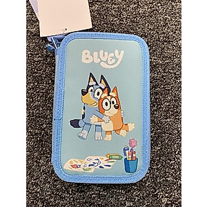 Bluey Filled Pencil Case for Kids with 2 Compartments, Stationery Included - Primary School Supplies