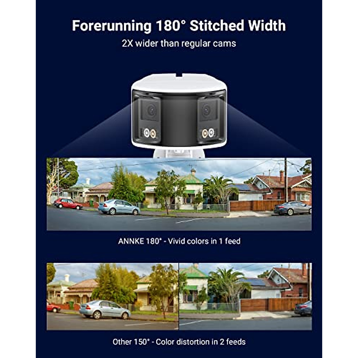 ANNKE FCD600 Dual-Lens Outdoor Security Camera with 180° FoV, 6MP Panoramic PoE IP Camera, Smart Human/Vehicle Detection, Color Night Vision, Two Way Audio, Supports MicroSD Card Up to 256GB