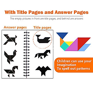 Wallxin Travel Tangram Puzzle - Magnetic Pattern Block Book Road Trip Game Jigsaw Shapes for Kids Adult Challenge IQ Educational Toy Gift Brain Teasers-2 Set of Tangrams