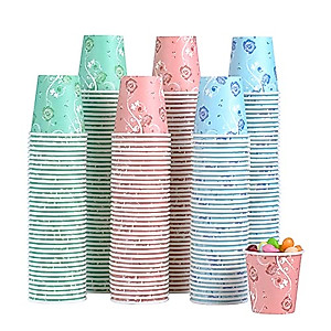 Lamosi 300 Pack 3 oz Rose Paper Cups for Bathroom, Bathroom Cups 3 oz Paper, Mouthwash Cups, Small Drinking Cup(Fruits), Mini Paper Cups for Parties, Picnics, Barbecues, Travel and Events