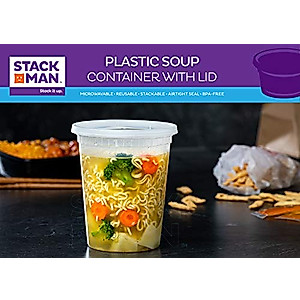 [48 Sets -32 oz.] Plastic Deli Food Storage Containers with Airtight Lids - Soup Containers with Lids