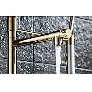 Kitchen Faucet with Pull Down Sprayer Gold Pull Out Kitchen Faucets Commercial Spring Kitchen Sink Faucet Hot and Cold Water Deck Mounted Brass Sink Tap 2 Spout with Standard Fittings