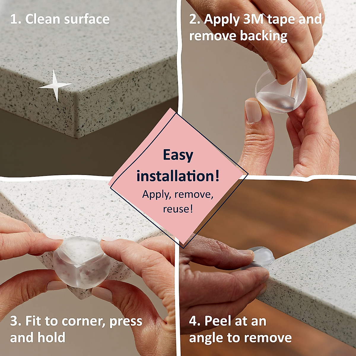 Bebe Earth Baby Proofing Corner Protectors, 12 Furniture Corner Guards Bumpers for Table - Clear Child Safety Protector for Home, New Parents and Couples