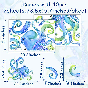 Large Octopus Wall Sticker Ocean Animal Wall Decal Peel and Stick Vinyl Wall Art Mural for Bathroom Decor Kraken Tentacles Wall Stickers Under The Sea Wall Decals for Kids Bedroom Living Room