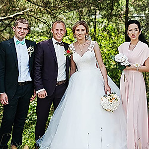 Floral Boutonniere Magnets Corsage Brooches Magnet and Elastic Pearl Wrist Bands Wristlets Corsage Accessories for Handmade Wedding Prom Bride Boutonnieres Corsage (14)