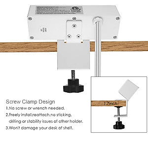 White Desktop Clamp Power Strip with USB, Surge Protector Power Charging Station Outlet with 3 Plugs 1 USB A 1 USB C PD Fast Charging Outlets, Desk Mount Multi-Outlets for Home Office Garage Workshop