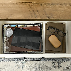 HOMCOM Farmhouse Coffee Table with Storage and Drawer, Rustic Coffee Table for Living Room, Open Shelf, White