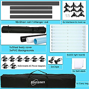 Professional Photo Light Box Photography Studio Dimmable LED Large Shooting Tent Cube 47x39x78inch Video Continuous Lighting Lightbox Soft Box with 3 Colors PVC Backdrops and Carrying Bag