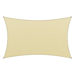 Amgo 14' x 20' Beige Rectangle Sun Shade Sail Canopy Awning, ATANPR1420,95% UV Blockage, Water & Air Permeable, Commercial and Residential (We Customize)