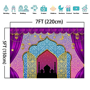 Aladdin Backdrop Photography Arabian Moroccan Nights Birthday Party Magic Genie Indian Luxurious Photo Background Princess Baby Shower Vinyl 7x5ft Photo Booth Studio Props