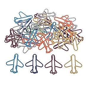50pcs Metal Airplane Shape Paper Clips Novelty Funny Bookmark Paper Clips Memo Office School Stationery Gift