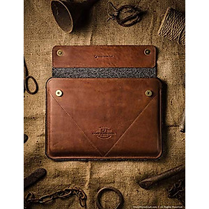 Genuine Italian Leather Case/Sleeve for MacBook Pro 13/14 / 15/16 inch 100% Wool Felt handmade unique vintage laptop cover Top Quality Secure MB Air 13 M1 M2 bag Engraved Gift, Crazy Horse Craft