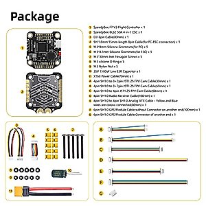SpeedyBee V3 F7 Flight Controller Stack: 30x30 Drone FC Stack with 4in1 50A ESC BL32, Wireless Betaflight Configuration, Blackbox,Solder-Free Plugs,WiFi,Bluetooth for 3-6S 4" 5" FPV Drone Cinelifter