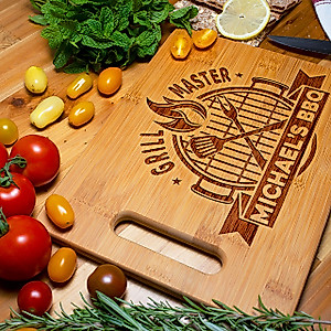 Gifts for Dad - Dad Grilling Gifts, Personalized Dad Cutting Board - Custom Gifts for Dad, Husband - Grill Master Series, 12 Designs - 6" x 9" - Dad Gifts from Wife, Daughter - Bamboo Handle