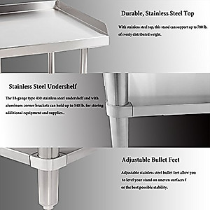 KITMA Stainless Steel Equipment Grill Stand with Undershelf for Restaurant - Heavy Duty Griddle Stand Table - 48x28 Inches…