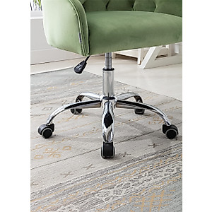 CNANXU Velvet Swivel Shell Chair with Adjustable Height,Accent Swivel Desk Chair,Modern Leisure office Chair for Living Room (Green)