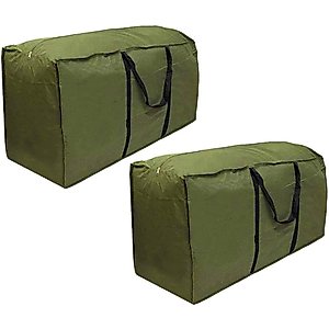 2 Pack Patio Cushion/Cover Waterproof Outdoor Cushion Storage Bag Rectanglar with Zippers and Handles 68L x 30W x 20H Inch Cover Garden Furniture Storage Bag Green