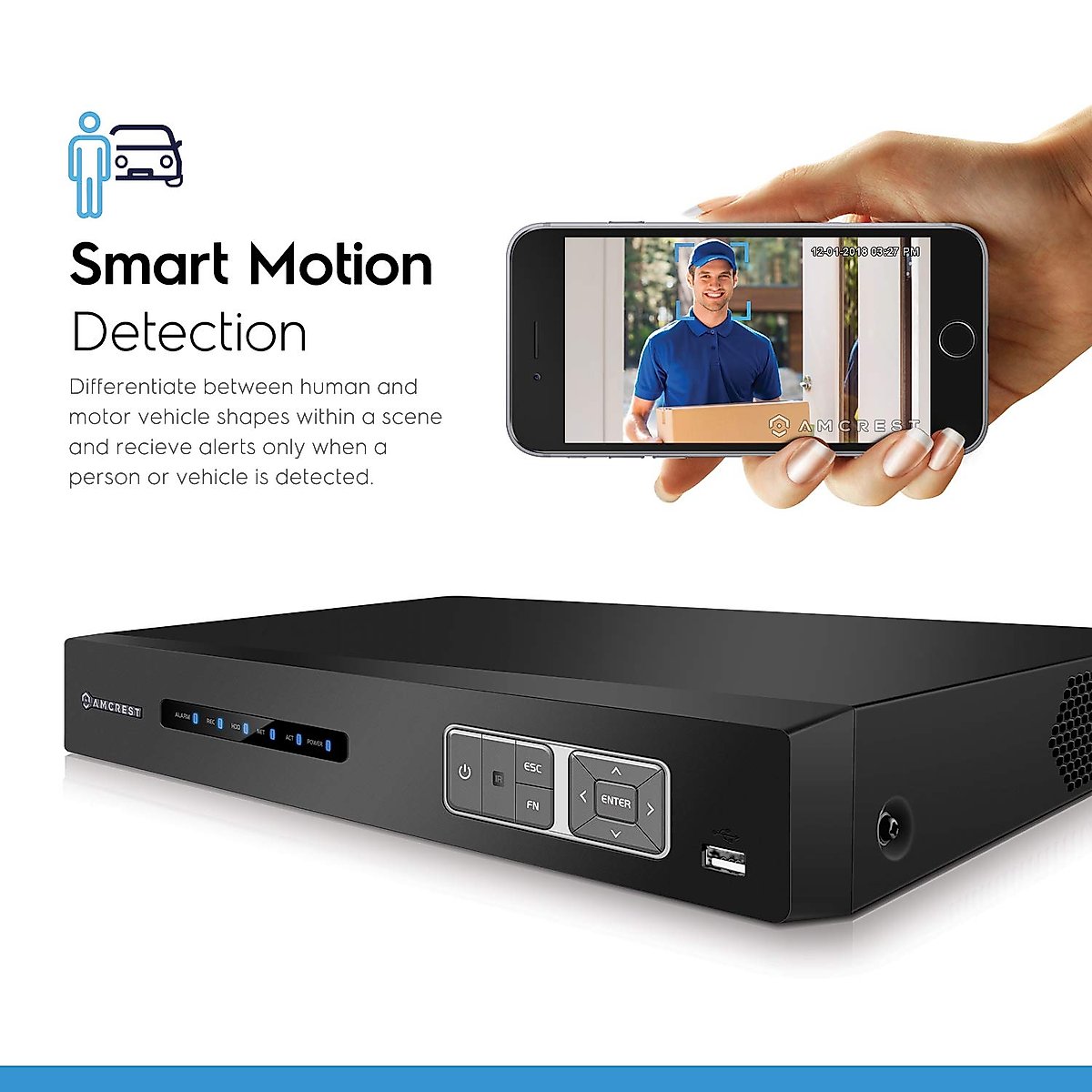 Amcrest 4K UltraHD 16 Channel AI DVR Security Camera System Recorder, 8MP Security DVR for Analog Security Cameras & Amcrest IP Cameras, AI Smart DVR, HDD & Cameras NOT Included (AMDV5116-I3)