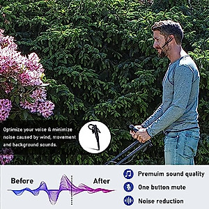 Mosonnytee Bluetooth Headset Noise Cancelling Bluetooth earpiece for Cell Phone handsfree, Single Ear Bluetooth Headset one Button Bluetooth Wireless earpiece for iPhone 10Hrs Usage (White)