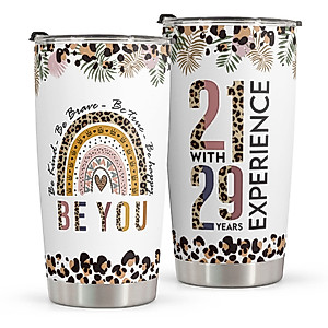 Macorner 50th Birthday Gifts for Women - Stainless Steel Tumbler 20oz - 50 Years Old Birthday Gifts for Women - Gifts for Women Bestie Friends Sister Coworker Mom Wife 21 With 29 Years Experience Gift
