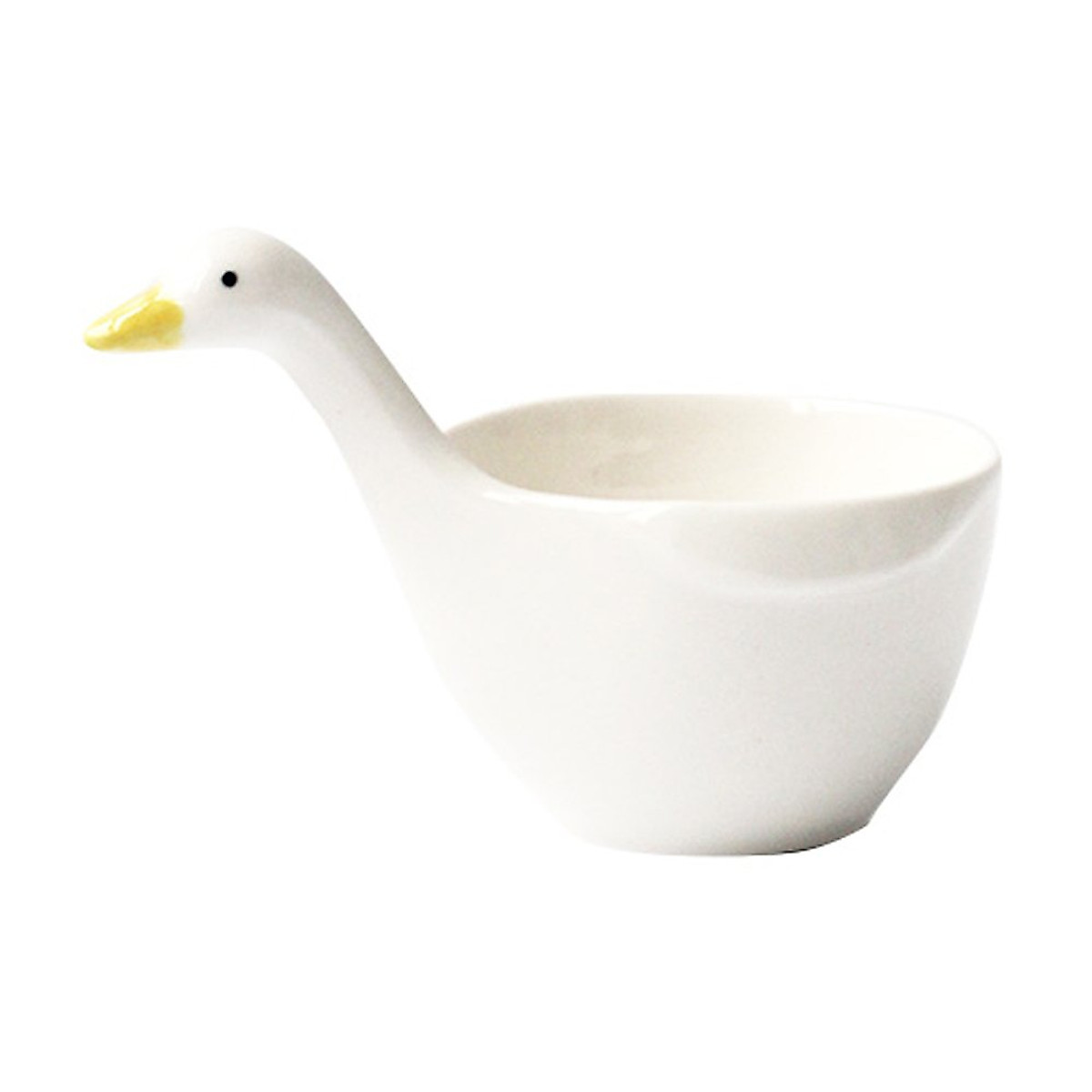 WAIT FLY 4pcs Cute Duck Shape Ceramic Dessert Bowls/Seasoning Dishes/Dipping Bowls/Ketchup Saucer/Tea Bag Holders for Salad Pudding Yogurt Best for Home Kitchen