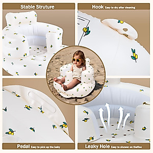 AirSwim Baby Inflatable Seat for Babies 3 Months and Up, Baby Support Seat Summer Toddler Chair for Sitting Up, Baby Shower Chair Floor Seater Gifts with Storage Case, Orange