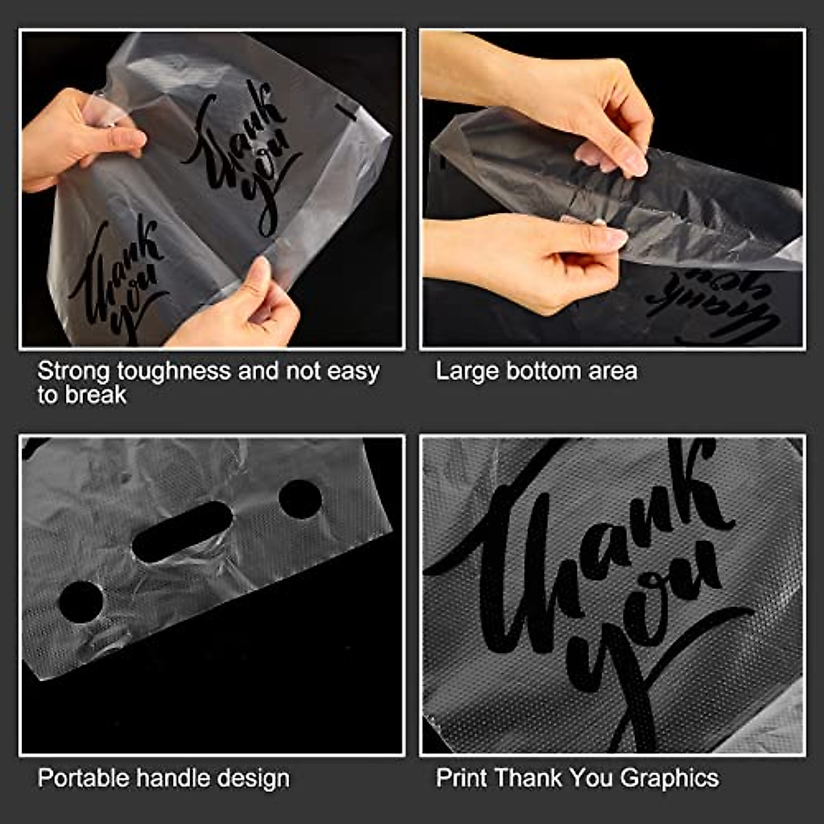 Handle Drinking Poly Bags Thank You Clear Plastic Packaging Bags, Drink Carrier with Handle Cup Carriers for Drinks Take out Beverage Coffee Juice Mike Tea, Hold 2 Cups (1000)