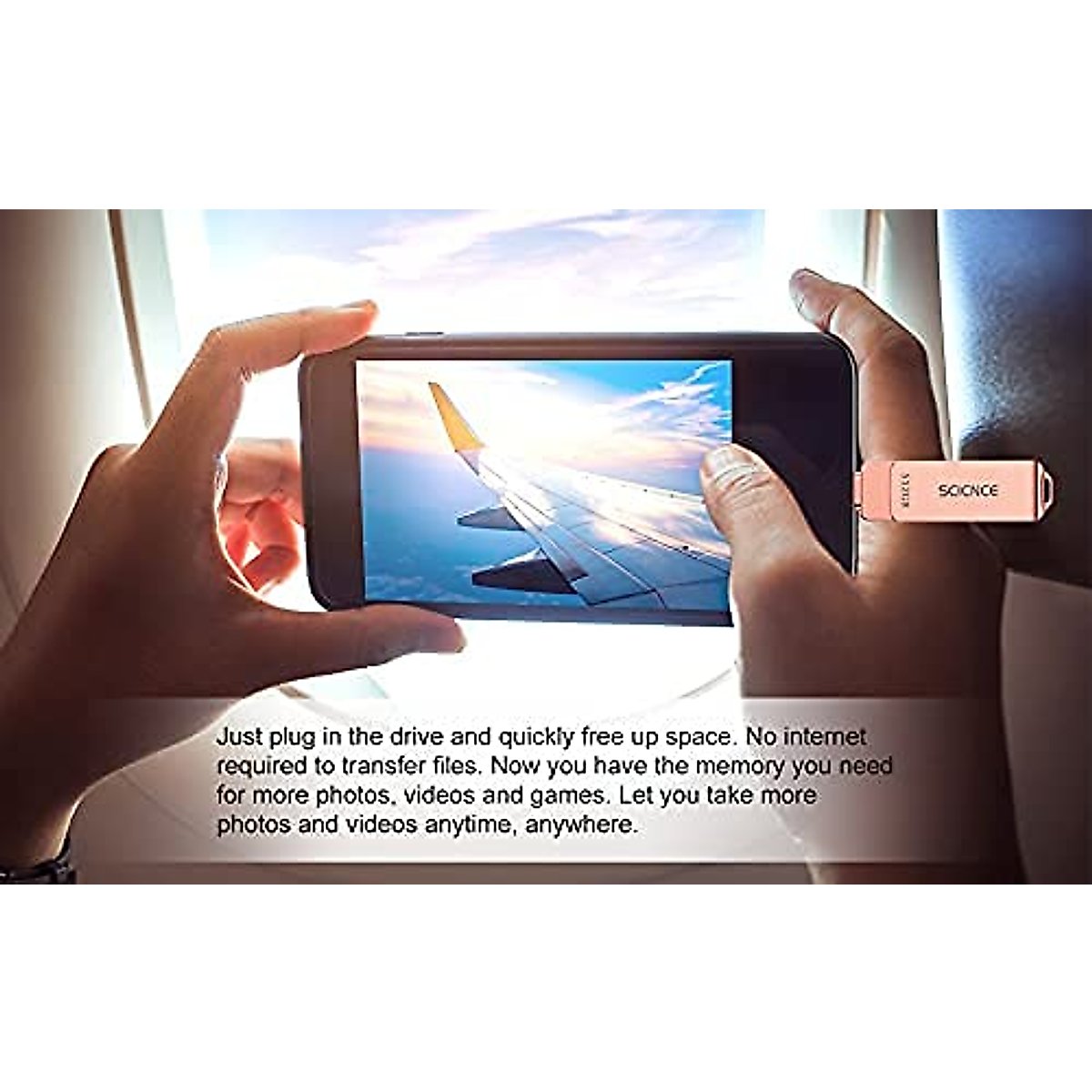 SCICNCE USB 3.0 Flash Drive 512GB Intended for iPhone, USB Memory Stick External Storage Thumb Drive Photo Stick Compatible with iPhone, Android and Computer (Rose Gold)