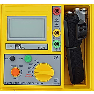 IDEAL INDUSTRIES INC. 61-796 Earth Ground Resistance Tester, 3-Pole, Carrying Case Included,Yellow,Green,Red