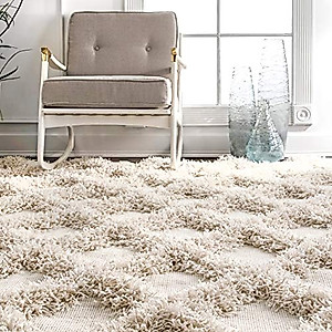 nuLOOM Francene Diamond Trellis Shag Area Rug, 5' x 8', Ivory