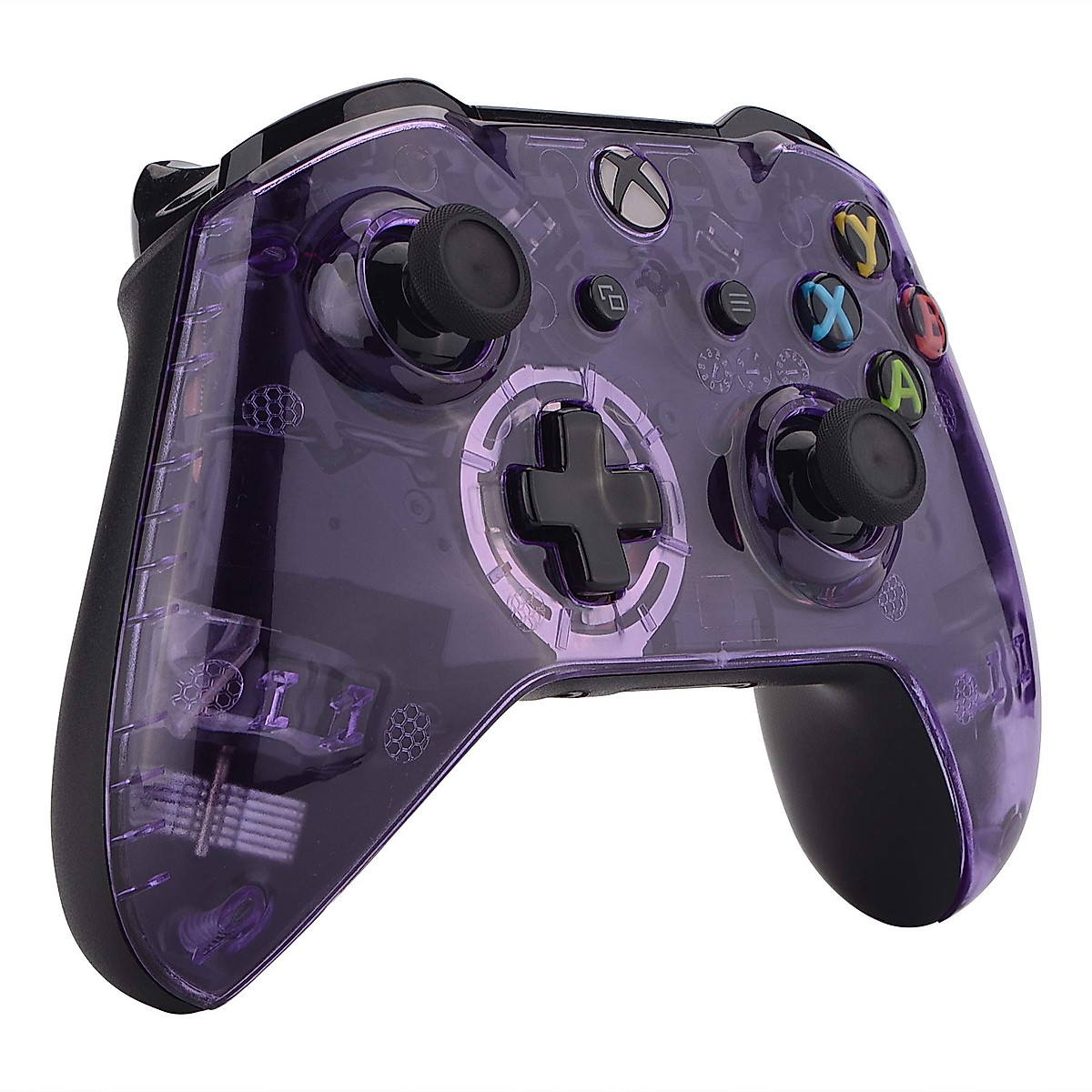 eXtremeRate Transparent Crystal Clear Atomic Purple Faceplate Cover for Xbox One Wireless Controller (Model 1708), Custom Case Front Housing Shell for Xbox One S X Controller - Controller NOT Included