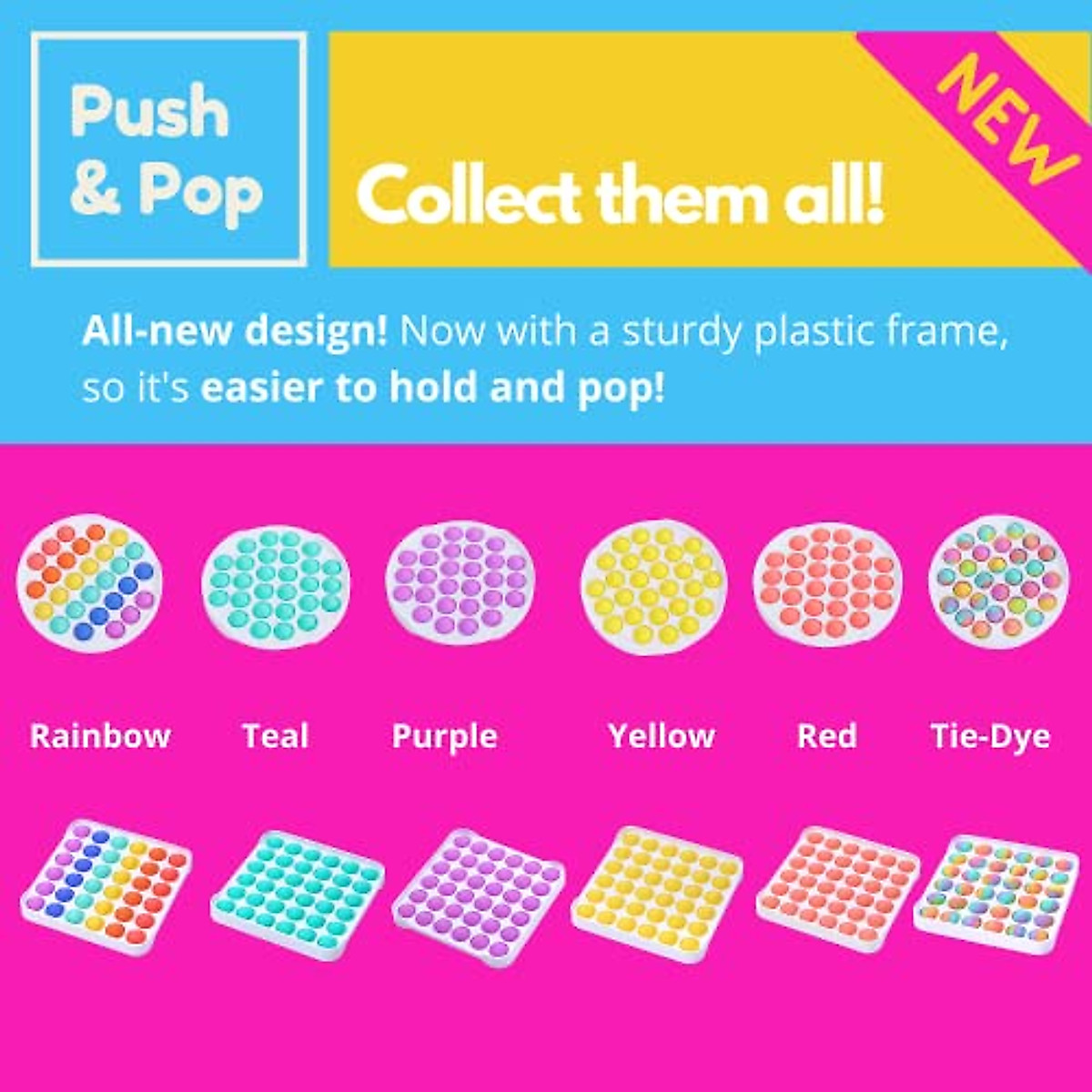 Mio Toys - Push & Pop Sensory Fidget Toy, Relieve Stress and Anxiety, Increase Focus and Attention, for Adults and Kids, Food Grade Silicone, Washable, Eco-Friendly (Tie-Dye Circle)